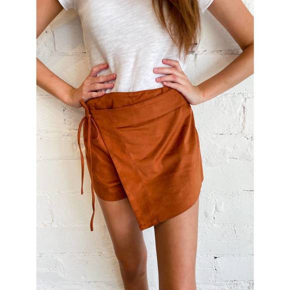 Day + Moon | Skirts | New Day Moon All For Suede Wrap Mini Skirt In ...